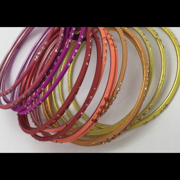 Jewelry | Set Of 18 Rainbow Sparkle Bangles | Poshmark